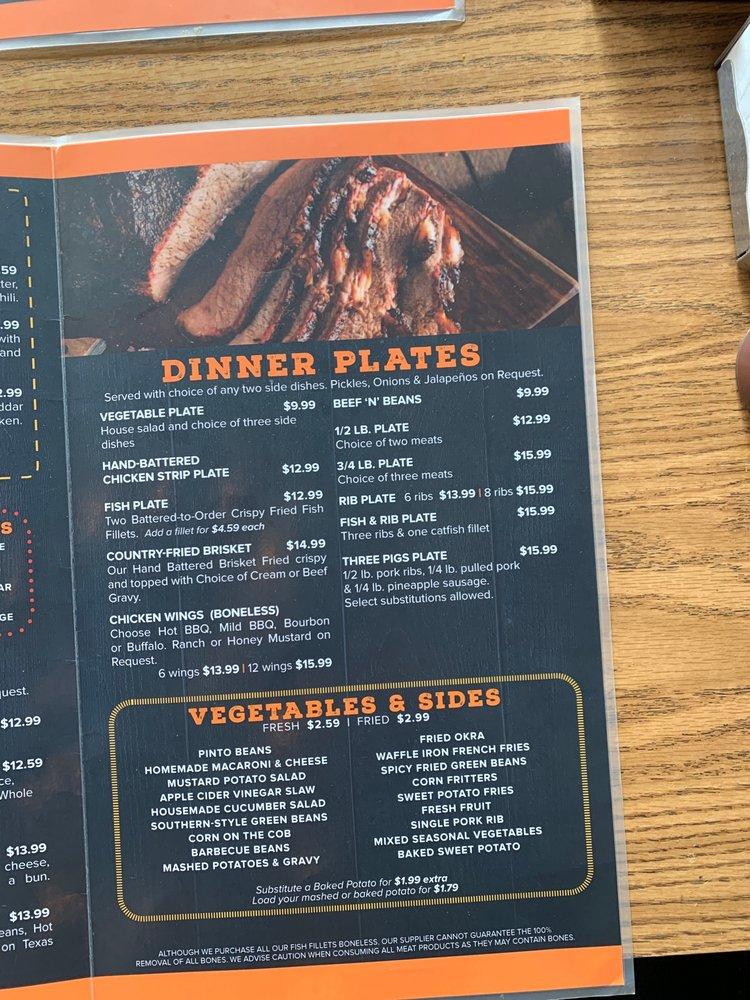 Menu at Main Street Barbecue, Durant