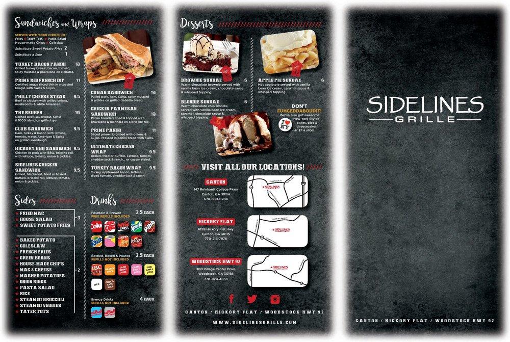 Menu at Sidelines Grille pub & bar, Canton, Hickory Flat Hwy