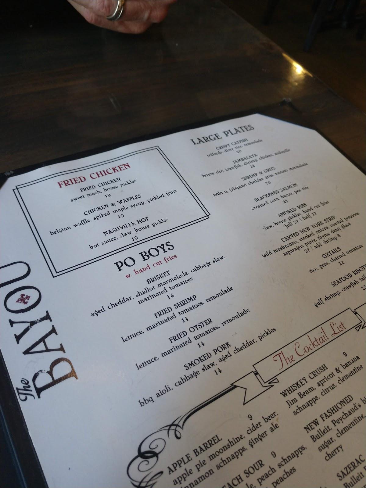 Menu at The Bayou Easton pub & bar, Easton