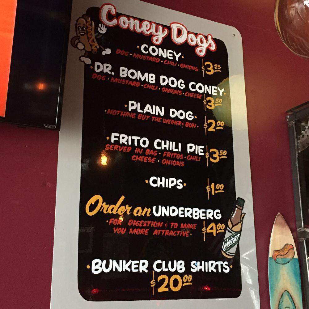 Menu at The Bunker Club, Oklahoma City