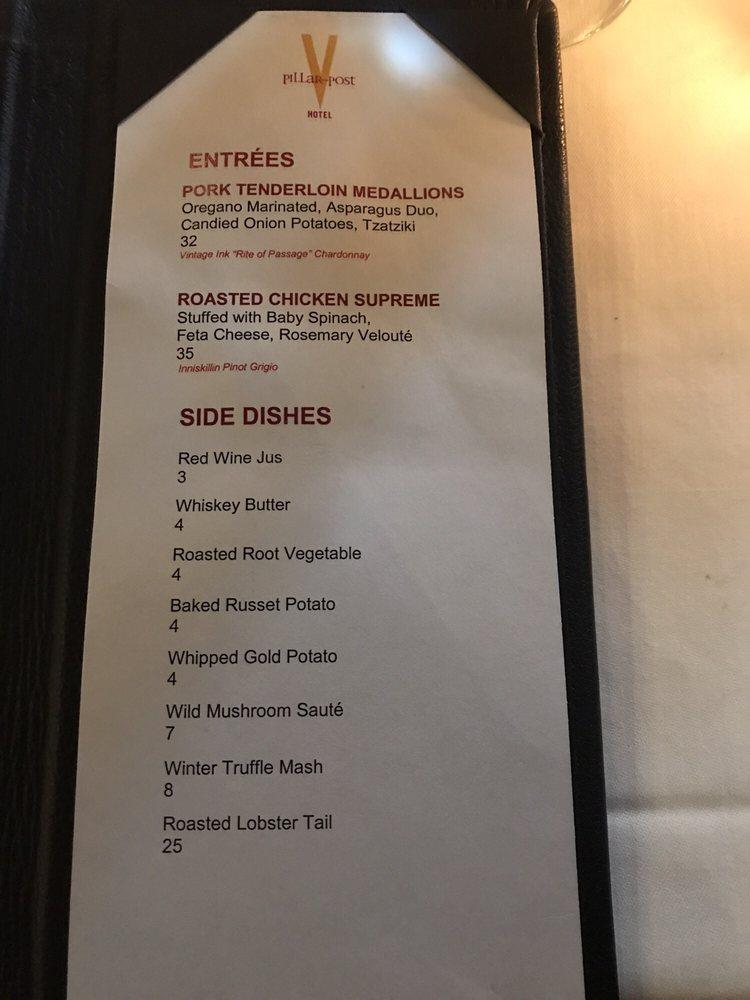Menu au Cannery Restaurant, Niagara-on-the-Lake