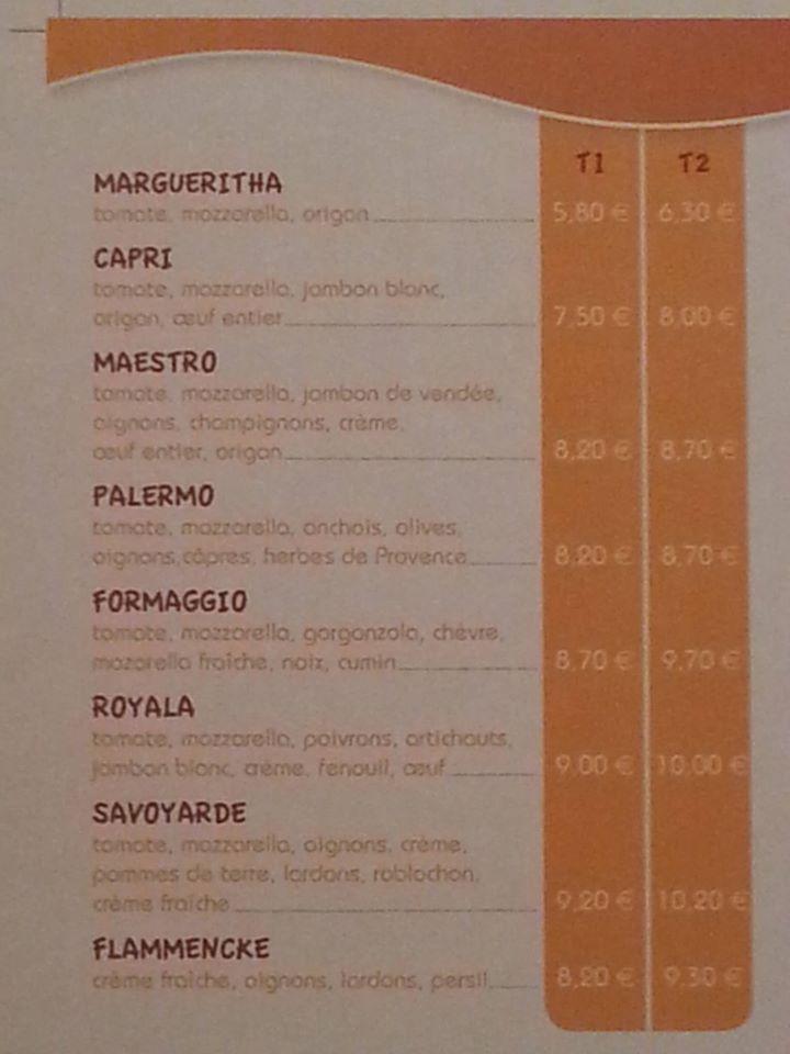Menu at Coco Pizza pizzeria, Vix