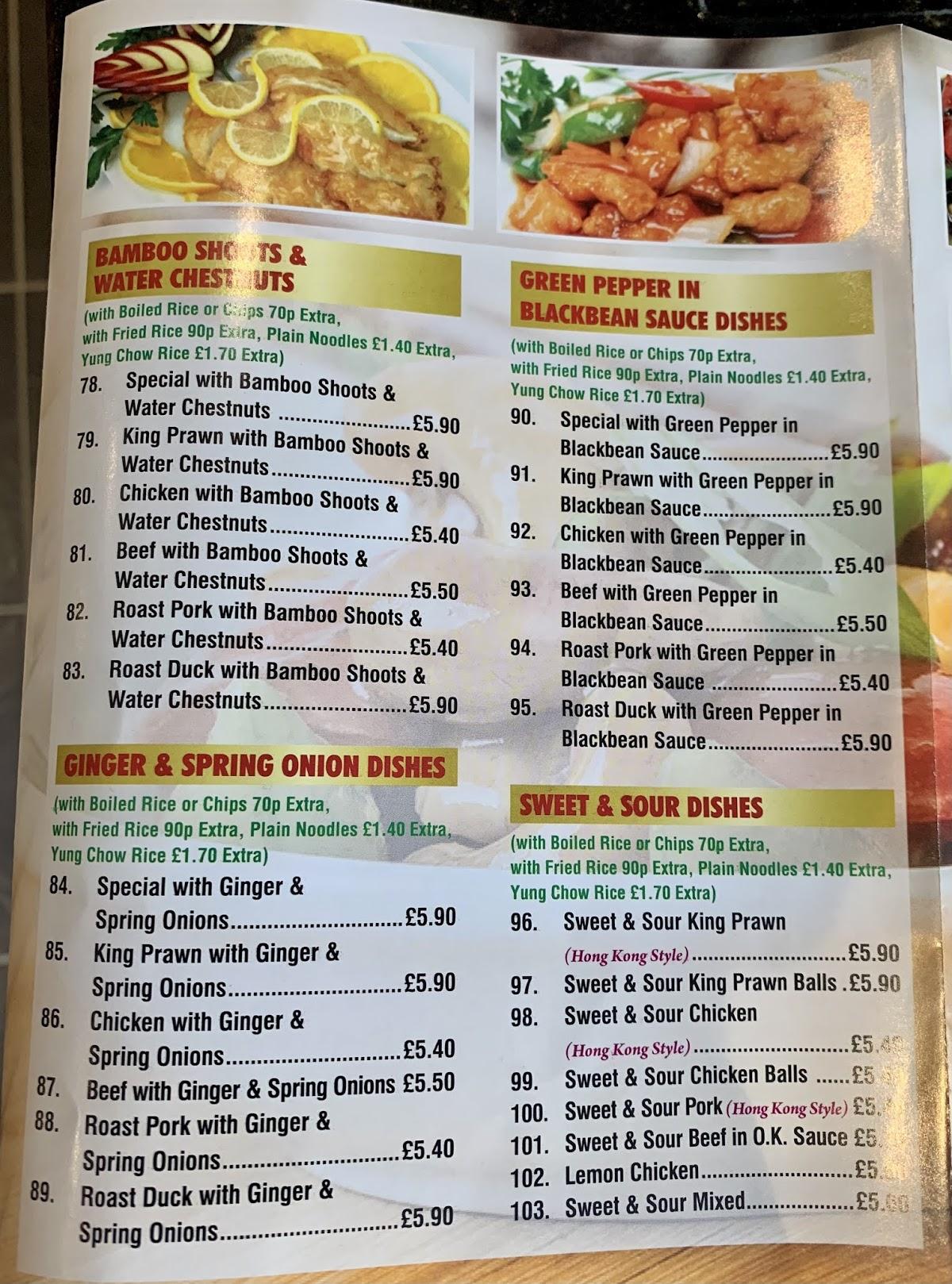 Menu at Happy Gathering fast food, Blackpool, 80 Norbreck Rd