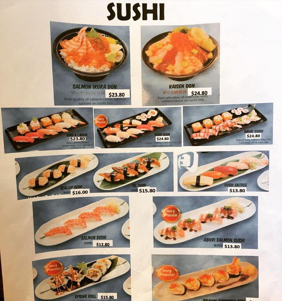 Menu at Masuya Suisan restaurant, Haymarket