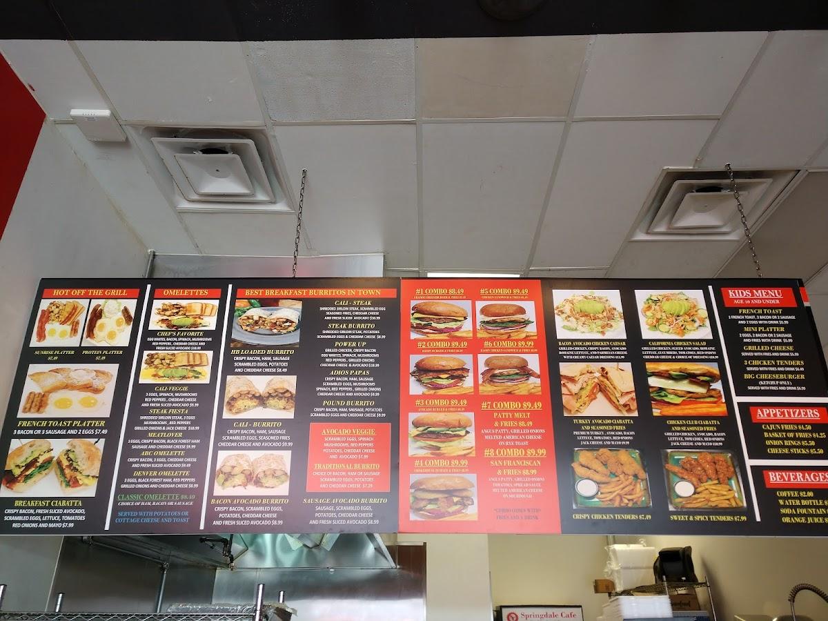 Menu at Springdale Cafe, Huntington Beach