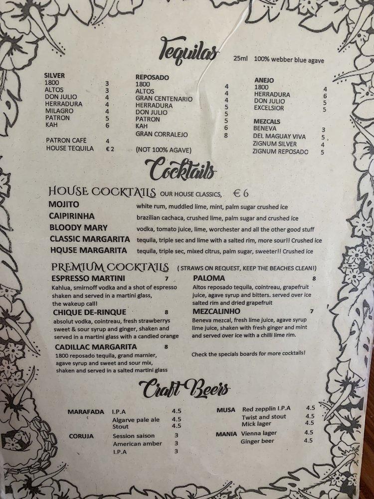 Menu at The Green Room pub & bar, Lagos