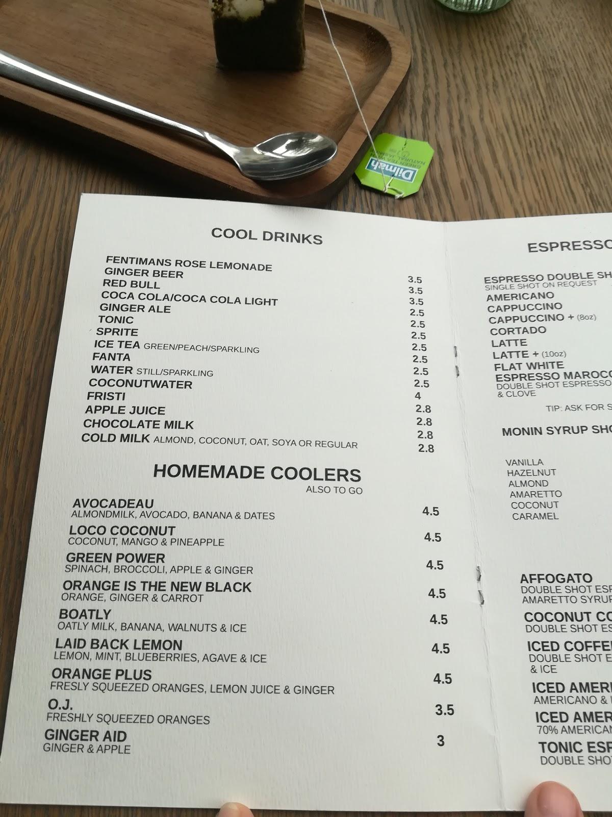 Menu at Søcial Rotterdam, Rotterdam