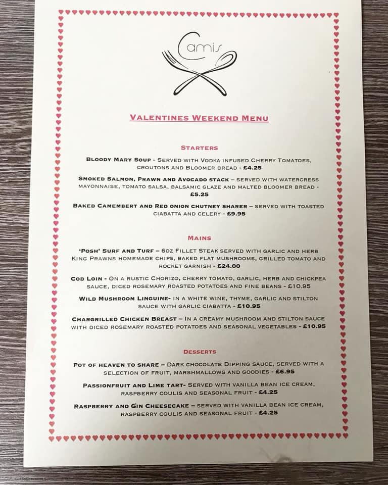 Menu at Camis pub & bar, Lutterworth