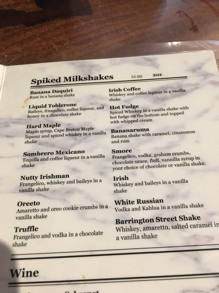 Menu at Elle's Bistro restaurant, Halifax