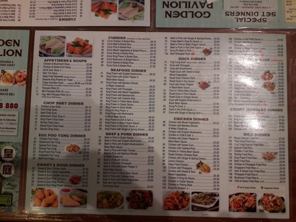 Menu at Golden Pavilion fast food, Rushden