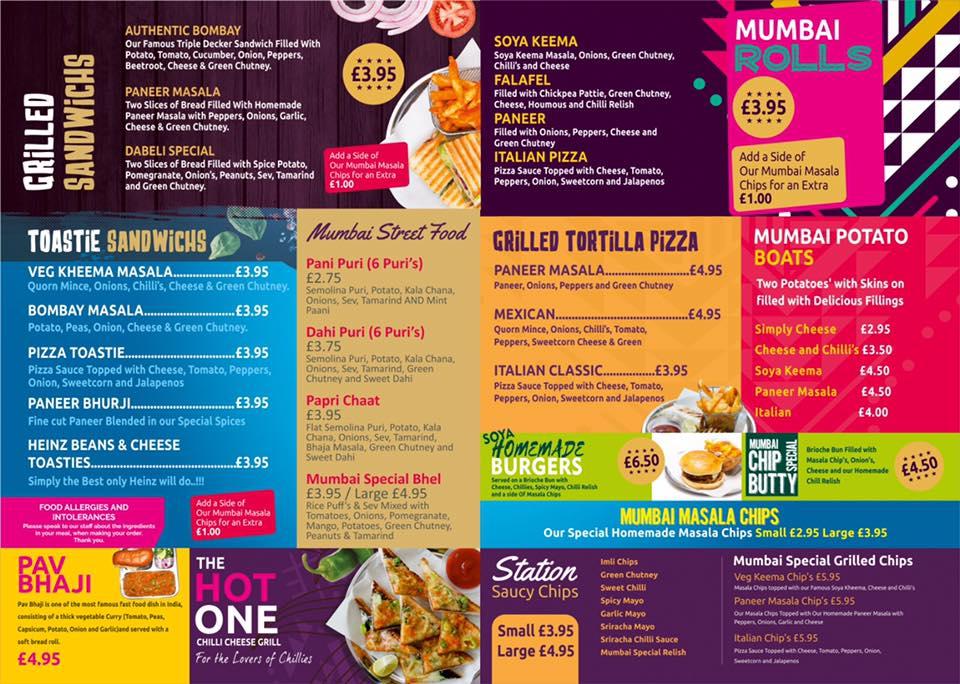 Menu at Mumbai Sandwich Station restaurant, Leicester