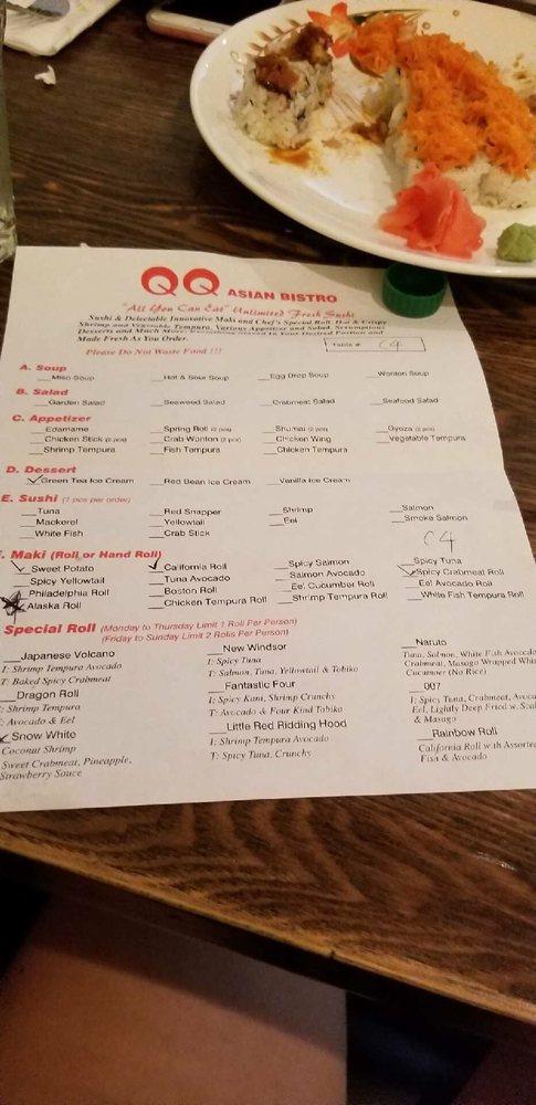 Menu at QQ Asian Bistro restaurant, New Windsor, 367 NY-32