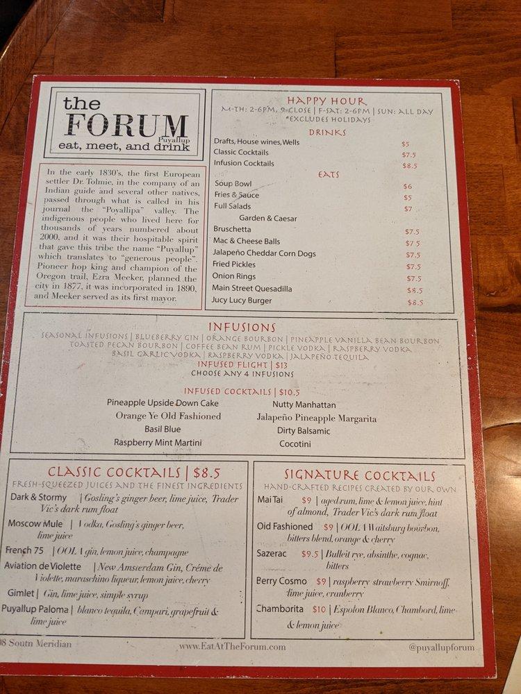 Menu at The Forum pub & bar, Puyallup