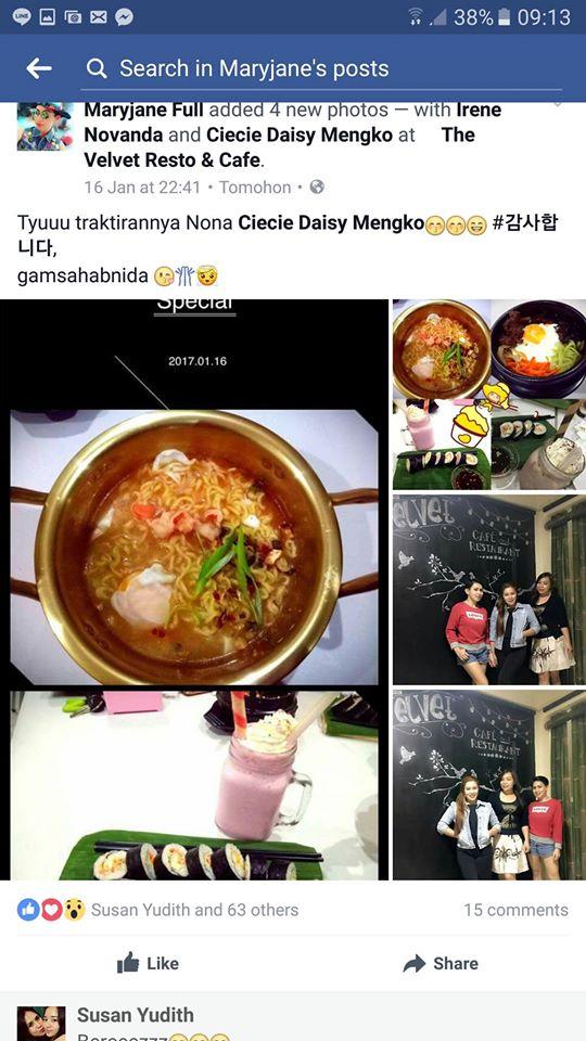 Menu at The Velvet Restaurant and Convention Hall, Tomohon