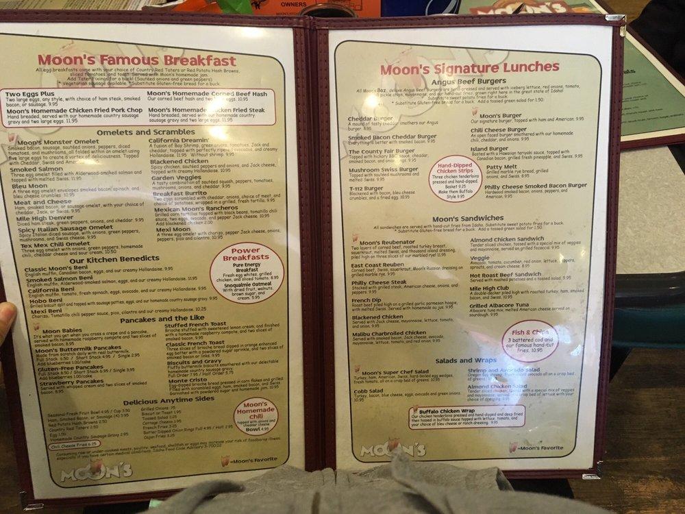 Menu at Moon's Kitchen Cafe, Boise, 712 W Idaho St
