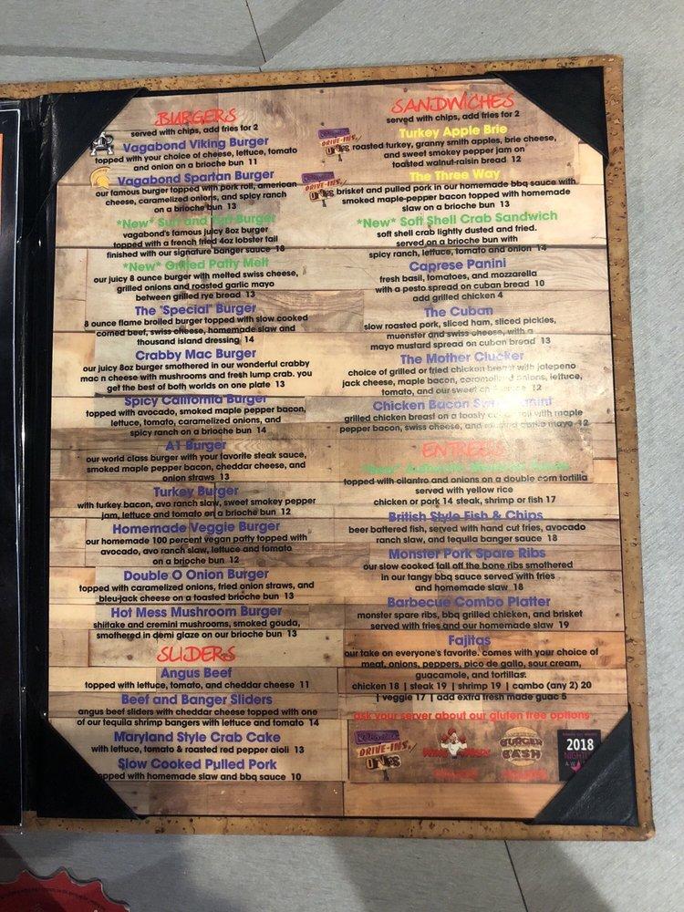 Menu at Vagabond Kitchen & Tap House pub & bar, Atlantic City
