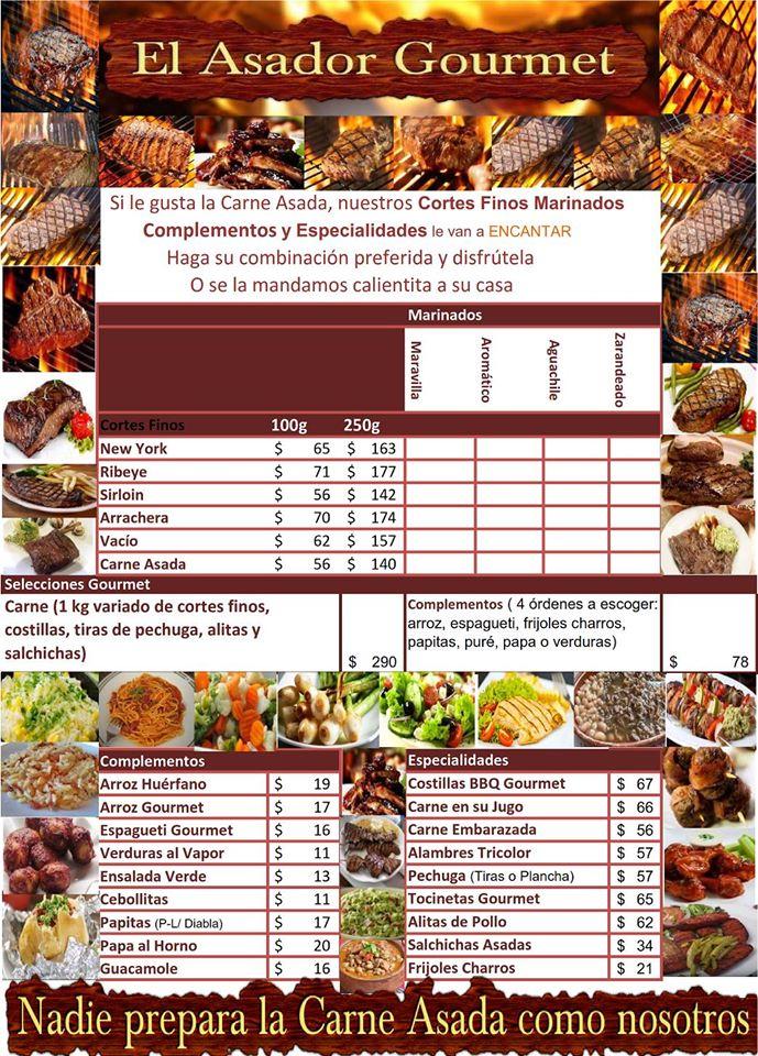 Menu at El Asador Gourmet-Vallarta restaurant, Puerto Vallarta