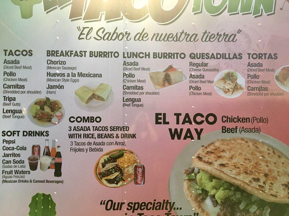 Menu at El Taco town, Pahrump