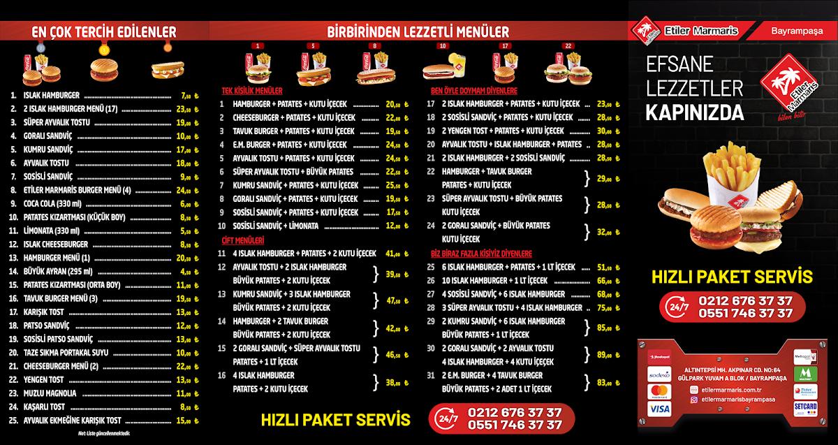 Menu at Etiler Marmaris Bufe, Istanbul, Gülpark Yuvam
