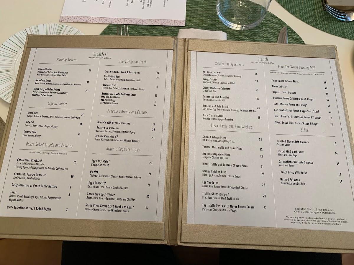 Menu at Jean-Georges Beverly Hills pub & bar, Beverly Hills