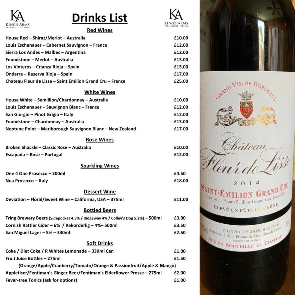 Menu at The Kings Arms pub & bar, Tring