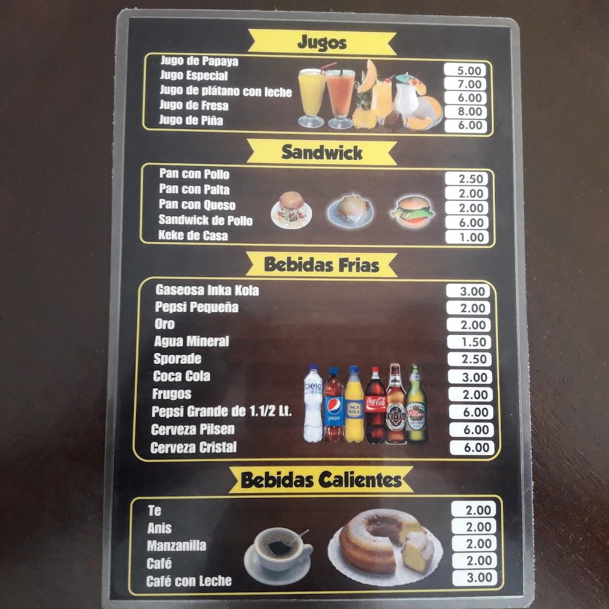 Menu at La Buena Sazón de Amanda restaurant, San Juan de Miraflores