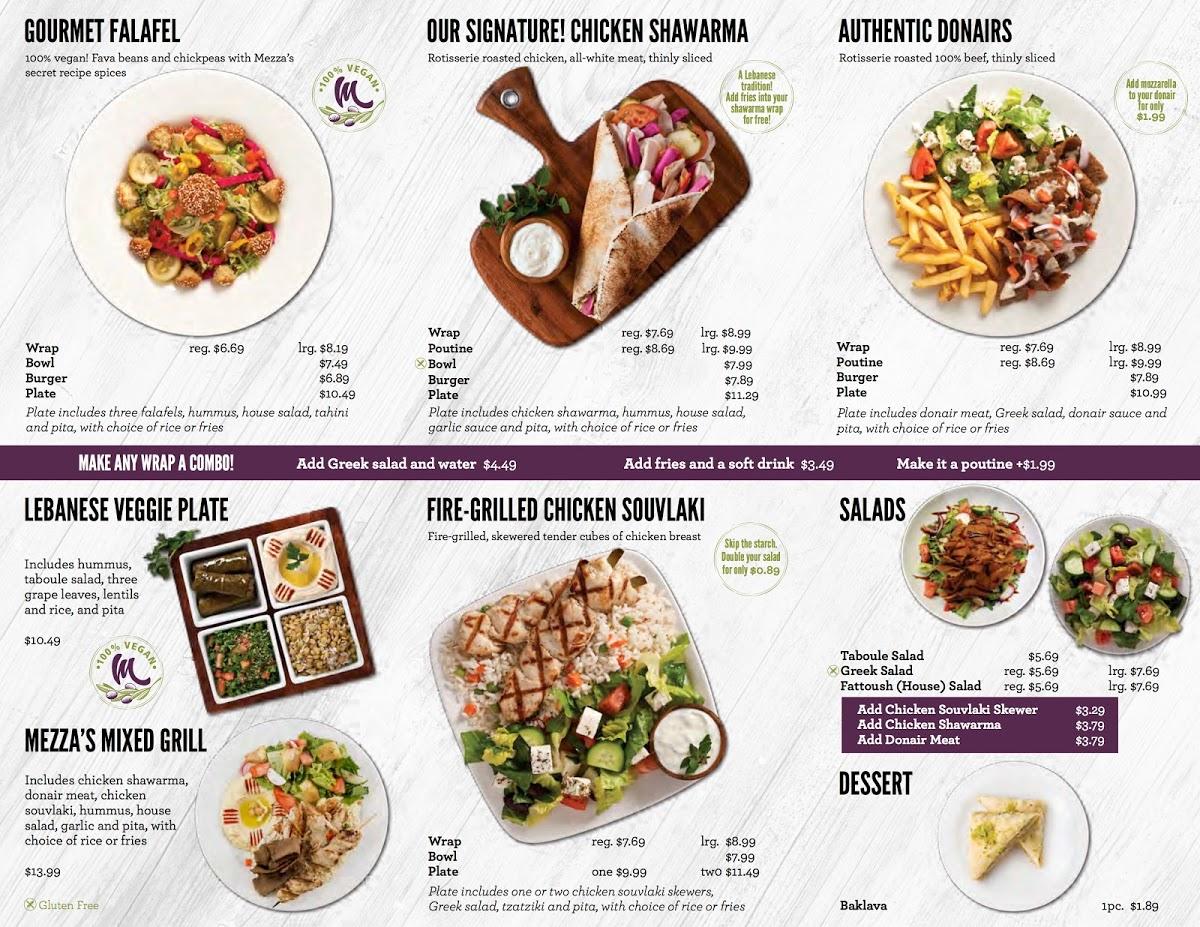 Menu at Mezza Lebanese Kitchen restaurant, Upper Tantallon