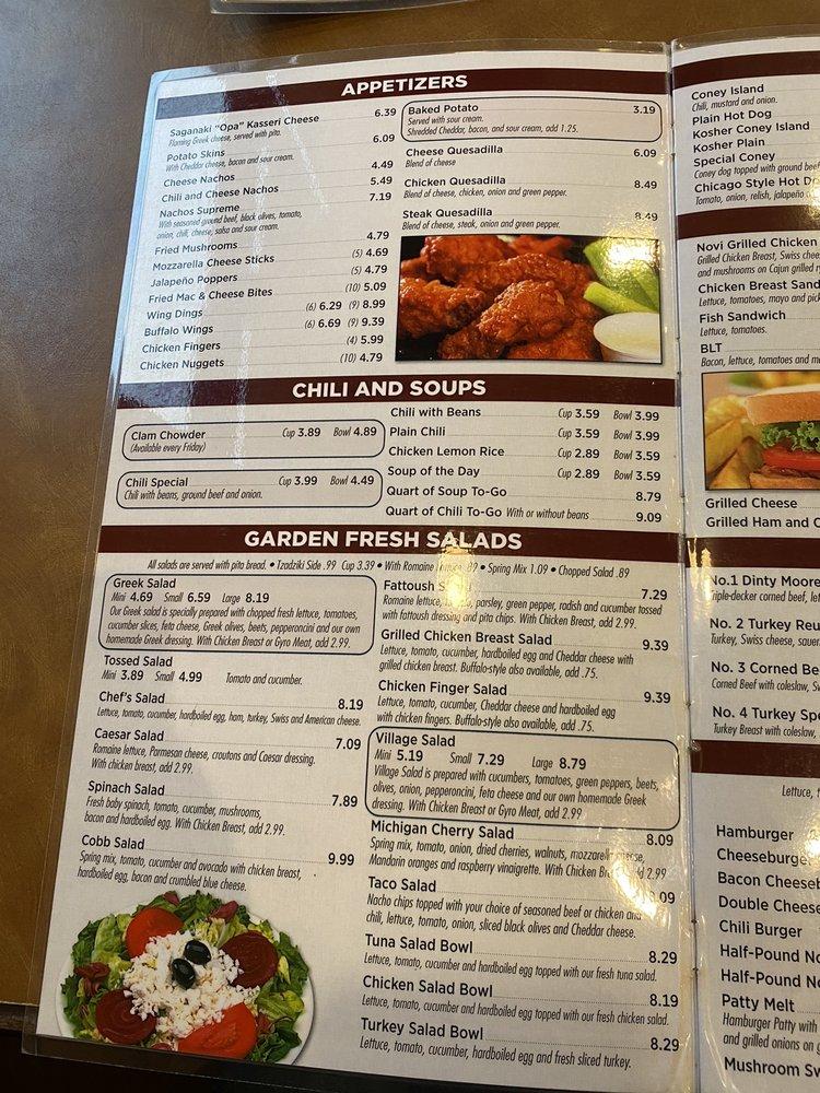 Menu at Novi Coney Island restaurant, Novi