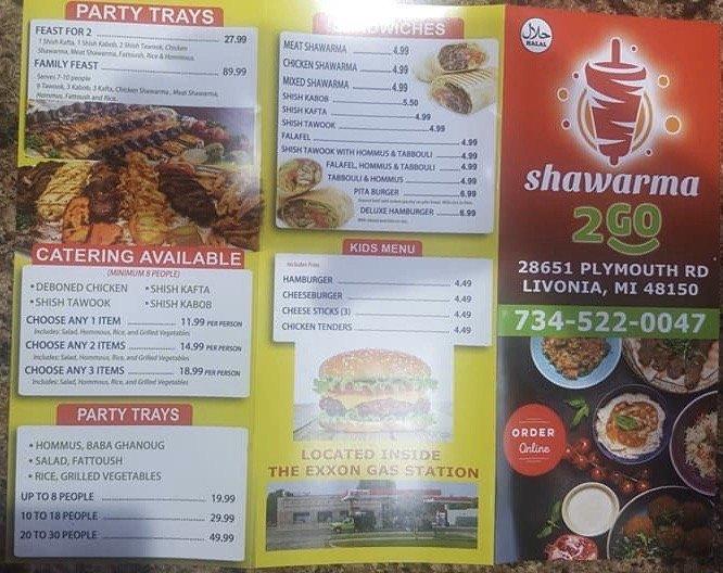 Menu at Shawarma 2Go livonia restaurant, Livonia