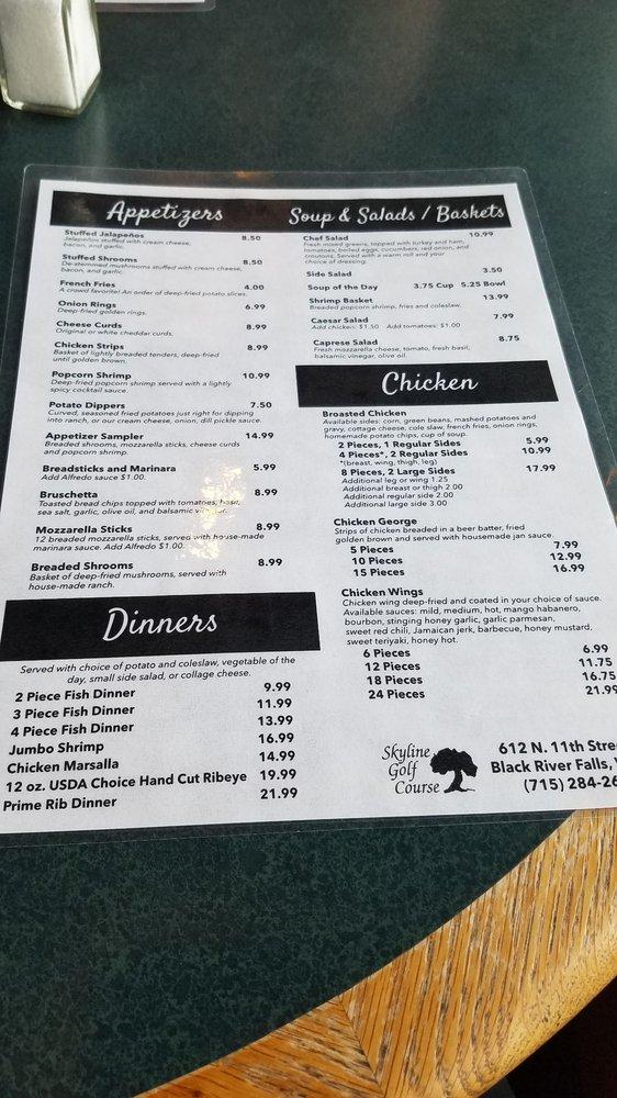 Menu at Skyline Golf Course & Restaurant, Black River Falls