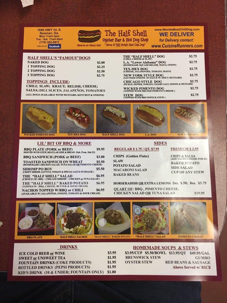 Menu at The Half Shell BBQ, Newnan, GA-34