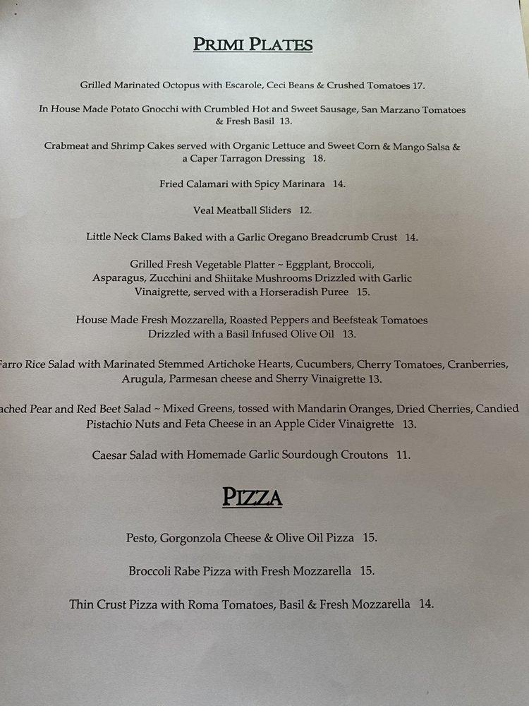 Menu at Cafe Testarossa, Syosset
