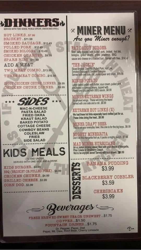 Menu at Fat Daddy's BBQ & Steakhouse, Hartshorne