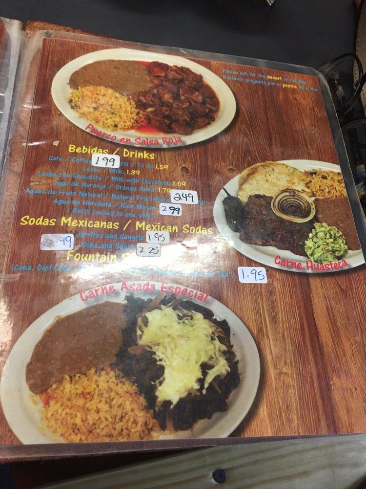 Menu at Los Charros restaurant, East Moline