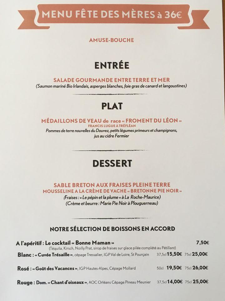 Menu au Le Ruffé restaurant, Brest