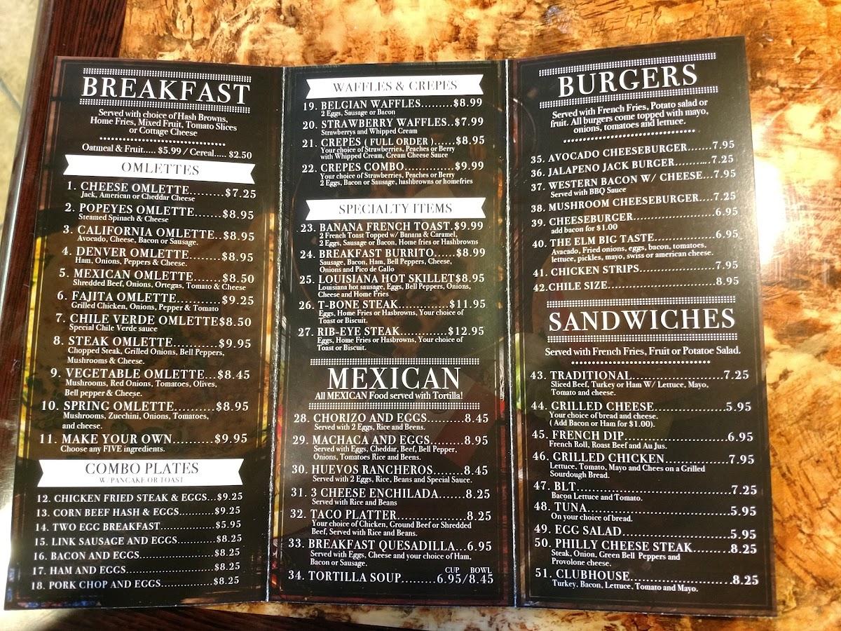 Menu at The Elm Cuisine Café restaurant, Lancaster