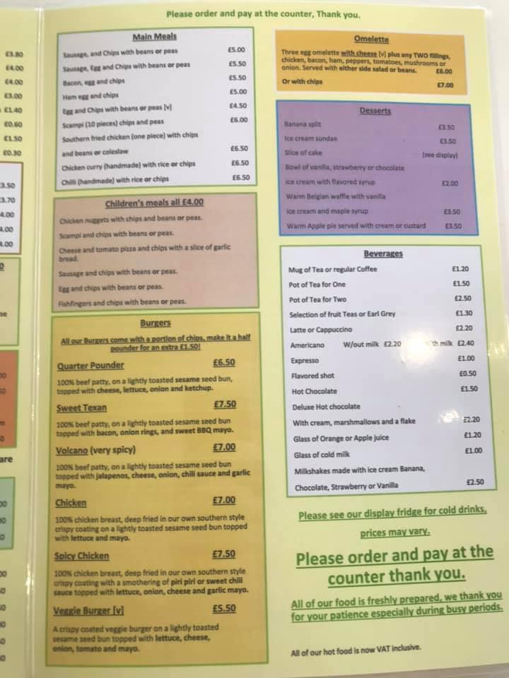 Menu at Crofters Pantry cafe, Prestatyn