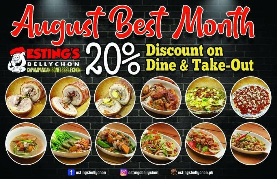 Menu at Esting's Bellychon restaurant, Angeles, Robinsons