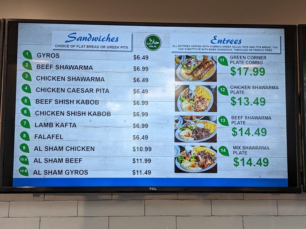 Menu at Green Corner Restaurant, Scottsdale