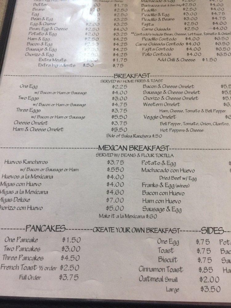 Menu at Isabel's Cafe, Port Isabel