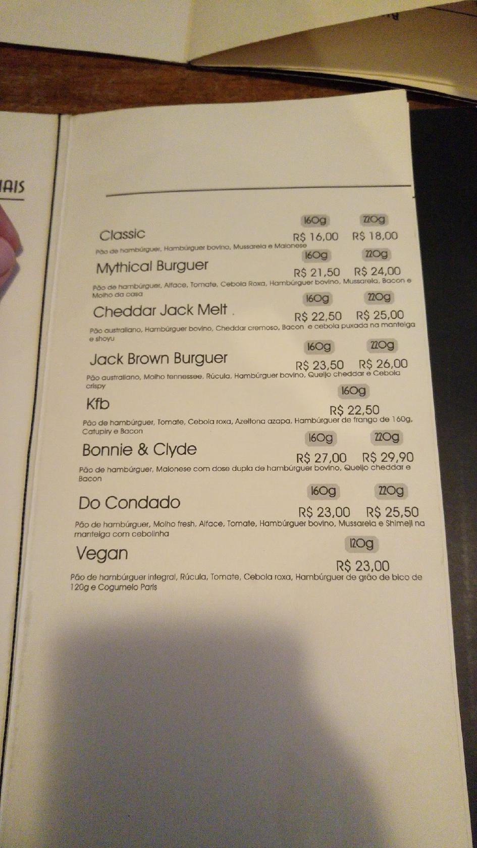 Menu at Jack Brown - Hamburgueria restaurant, Rio Claro