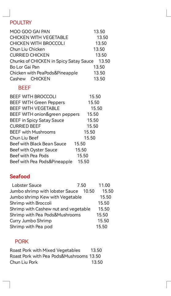 Menu at Jade III restaurant, Amesbury