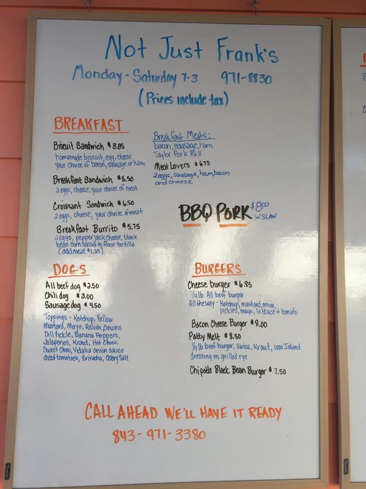 Menu at Not Just Franks Cafe, Mount Pleasant