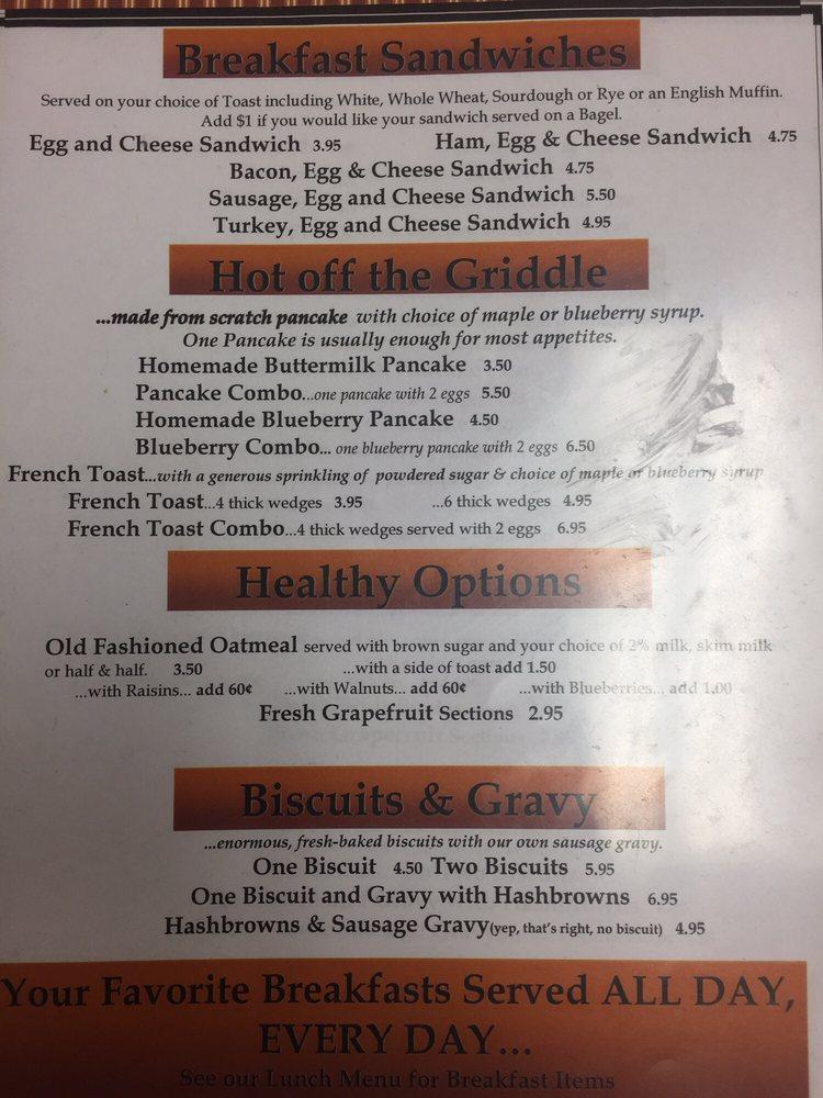 Menu at Yesterday's Soda Fountain and Restaurant, Ennis