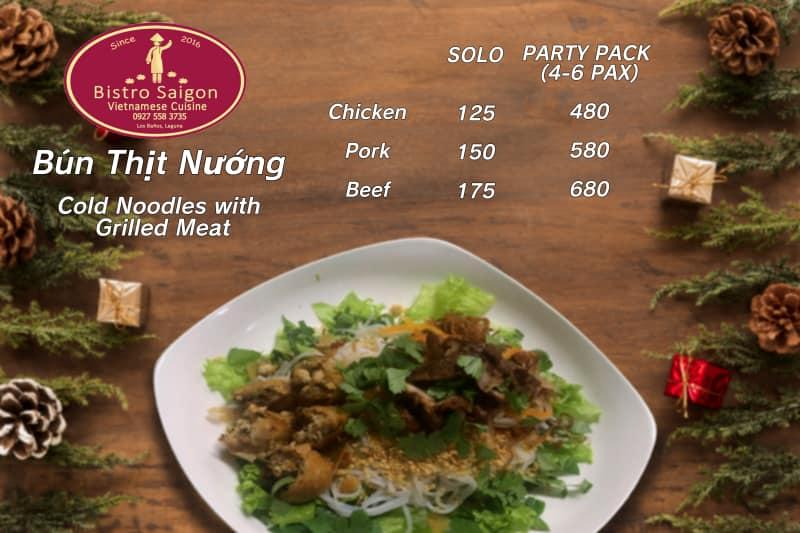 Menu at Bistro Saigon restaurant, Los Baños