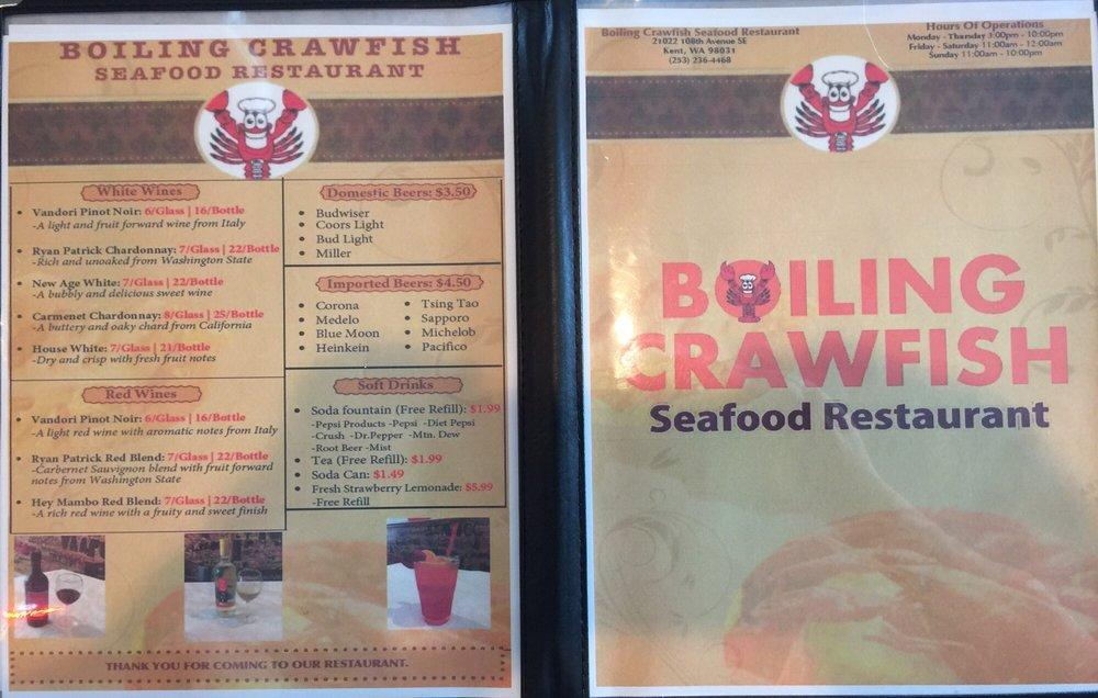 Menu at Crawfish Chef restaurant, Kent