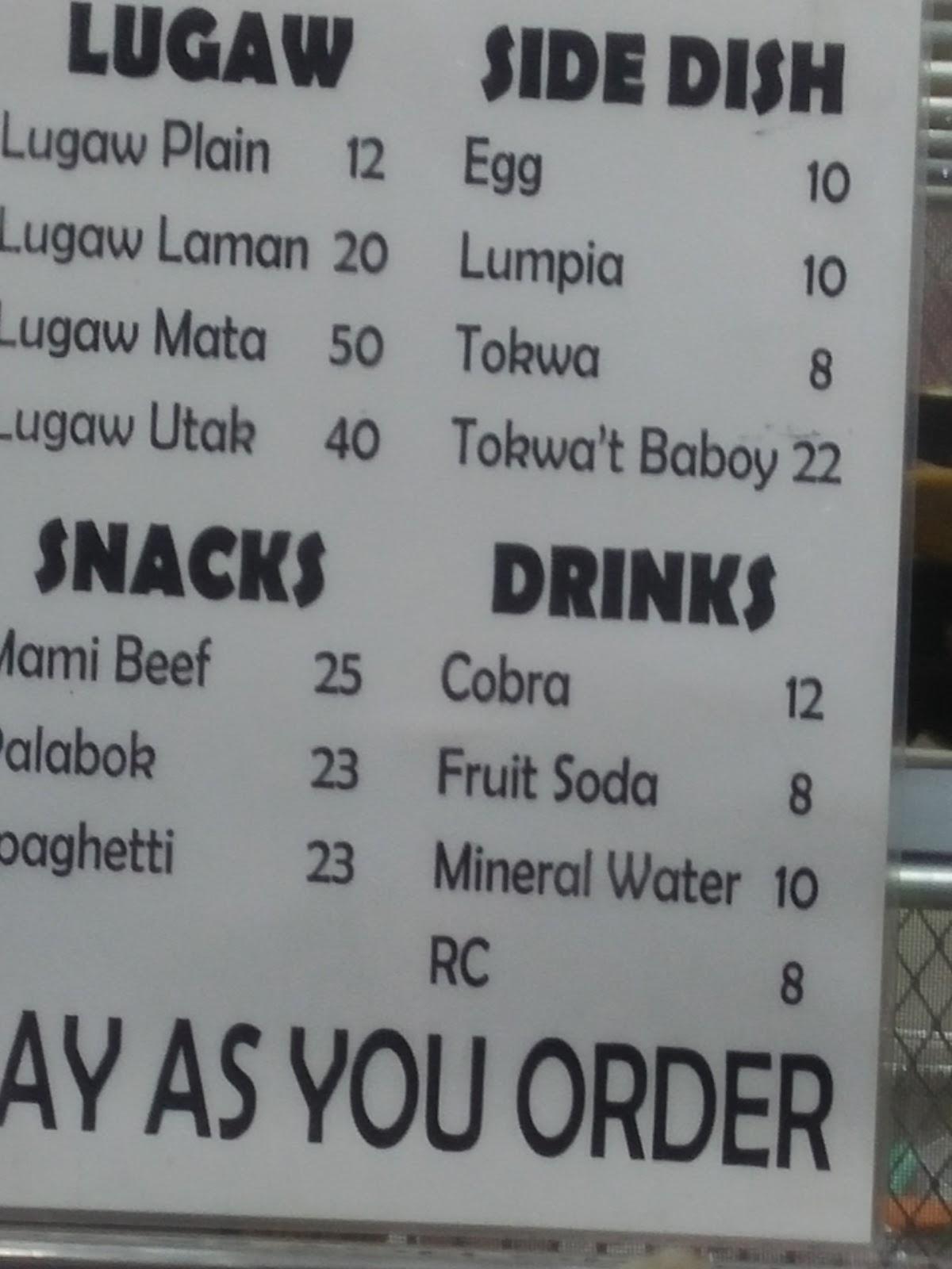 Menu at Janet’s Pares House (Main Branch) restaurant, Quezon City, P2CQ+P4M