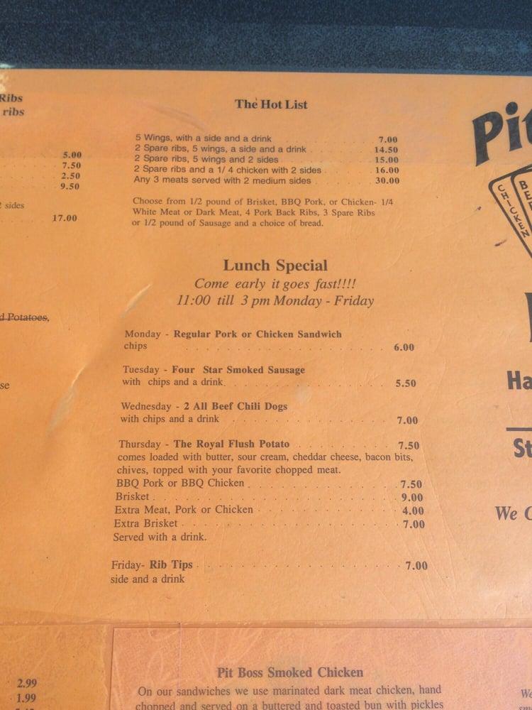 Menu at Pit Boss BBQ & Spirits, Stockbridge
