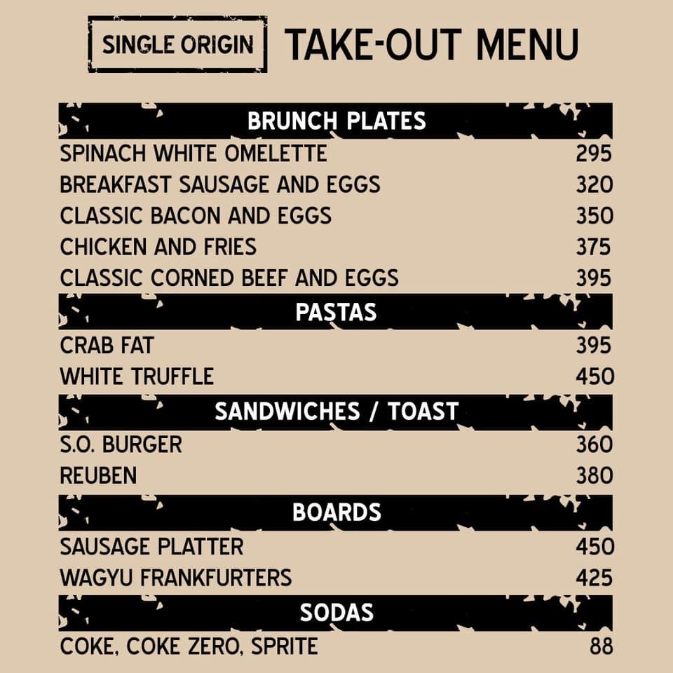 Menu at Single Origin - Salcedo cafe, Makati, Salcedo Village