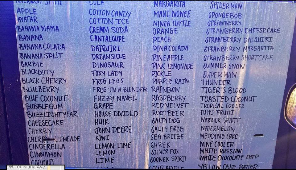 Menu at Summer Snow restaurant, Anadarko, -1199 S Mission St